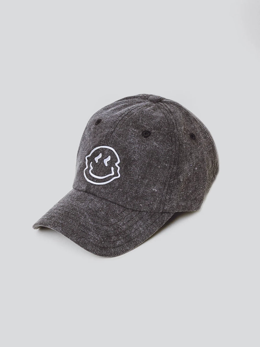 Smiley Cap Black White – Vintage Cotton Cap with Logo Embroidery ...