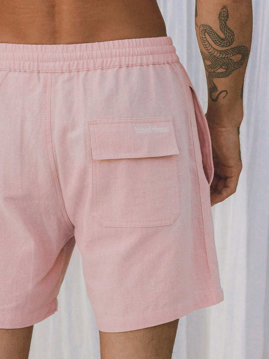 Wayward Short Melon – Linen Elastic Waist Men’s Shorts | Blood+Bone ...